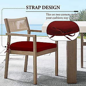 Wellsin Outdoor Chair Cushions for Patio Furniture - Patio Chair Cushions Set of 2 - Waterproof Round Corner Outdoor Seat Cushions 17"X16"X2", Burgundy