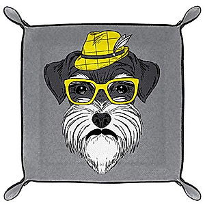 Mapotofux Vanity Tray, Toilet Tank Storage Tray, Resin Bathtub Tray Bathroom Tray, Schnauzer with Yellow Hat and Sunglasses
