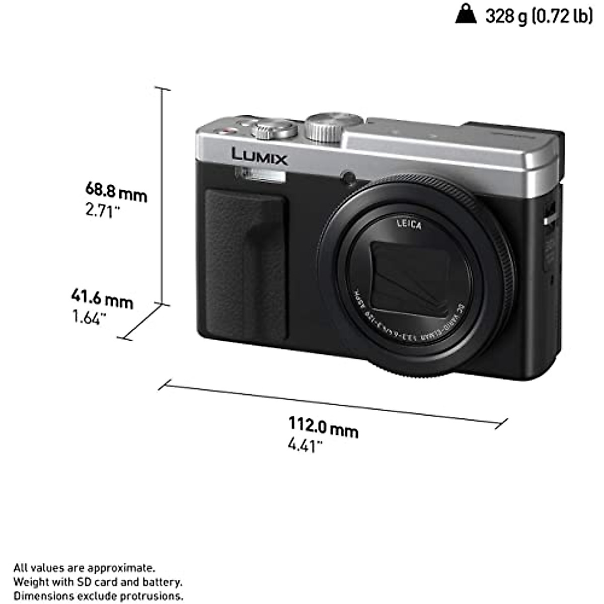 Panasonic LUMIX ZS80D 4K Digital Camera, 20.3MP 1/2.3-inch Sensor, 30X Leica DC Vario-Elmar Lens, F3.3-6.4 Aperture, WiFi, Hybrid O.I.S. Stabilization, 3-Inch LCD, DC-ZS80DS (Silver)