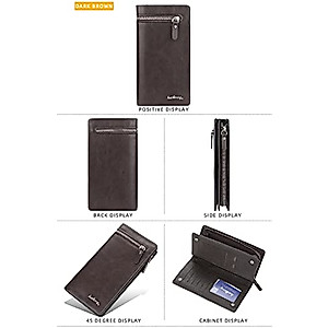 Men's Bifold Leather Zip Coin Handbag Multi Card Holder Purse Long Wallet Clutch