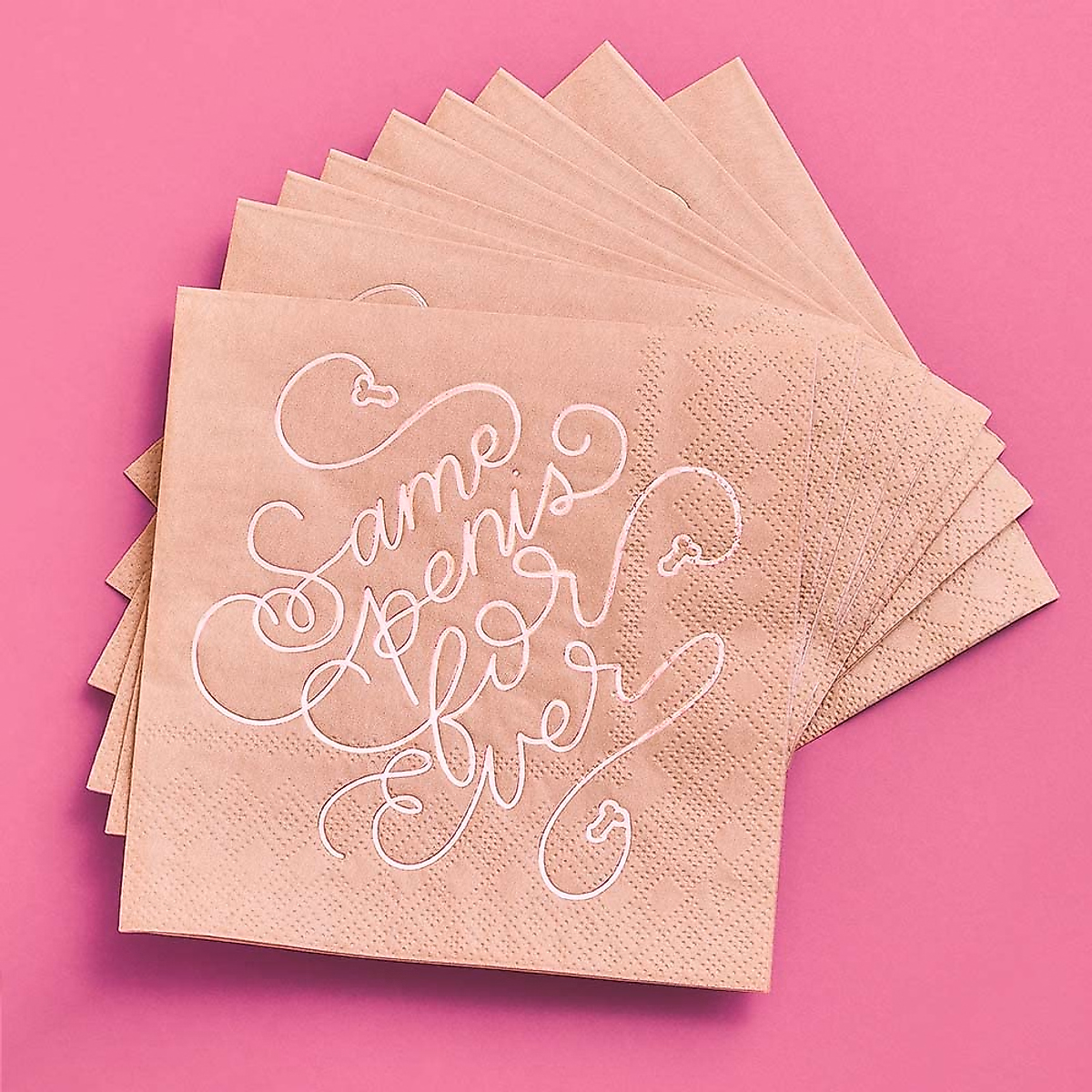xo, Fetti Bachelorette Party Napkins - 50 count | Rose Gold 3-ply Cocktail Napkins 5x5, Bach Party Decorations, Bridal Shower Gift