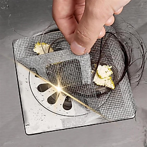 30PCS Disposable Hair Drain Stickers,Disposable Shower Drain Cover Hair Catcher Mesh Stickers, Floor Drain Sticker Sink Drain Strainer Screen Catcher for Bathroom Bathtub Kitchen