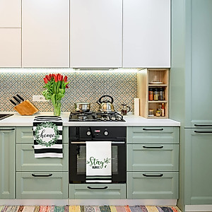 Kajaia Set of 4 Eucalyptus Leaves Kitchen Towels Decorative Dish Towels 16 x 24 Inch Green Kitchen Towels Hand Towels Absorbent Drying Tea Towels for Kitchen Decor