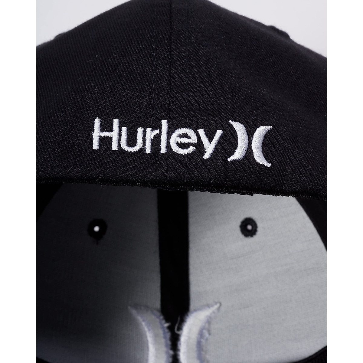 Hurley Men's One And Only Black Flexfit Hat, White, Small/Medium