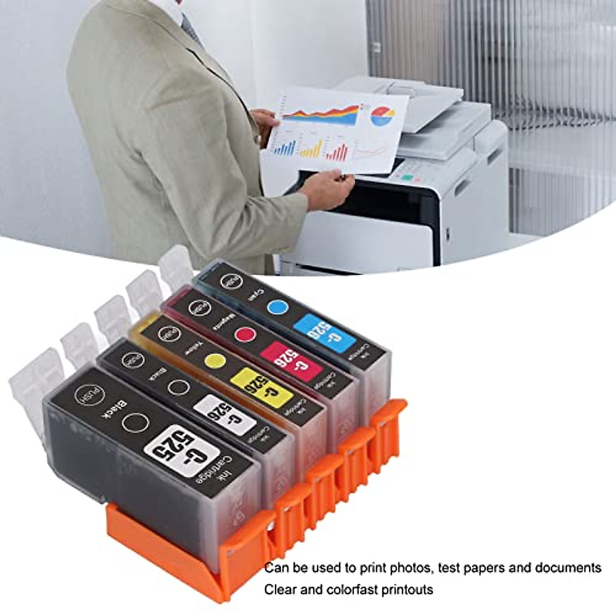 Fafeicy Printer Cartridge Ink Cartridge with Ink for PIXMA IP4850/IP4950 IX6550 MG5150/MG5250 (BK BK C M Y 5 Colors)