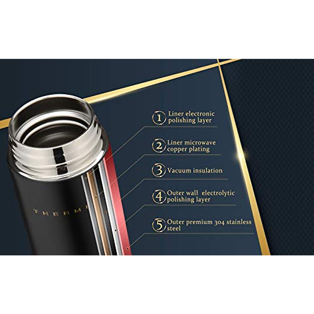 THERMATE Smart Flask Vacuum insulated bottle Coffe Tea Thermos Stainless steel Mug with temperature display