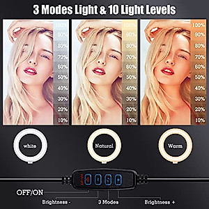 Selfie Ring Light with Stand and Phone Holder, 10'' Dimmable Desktop LED Circle Light for Laptop,Computer, Lighting Kit Gifts for Live Streaming/Laptop Video Conference/Chat/Makeup/YouTube/Tiktok/Vlog