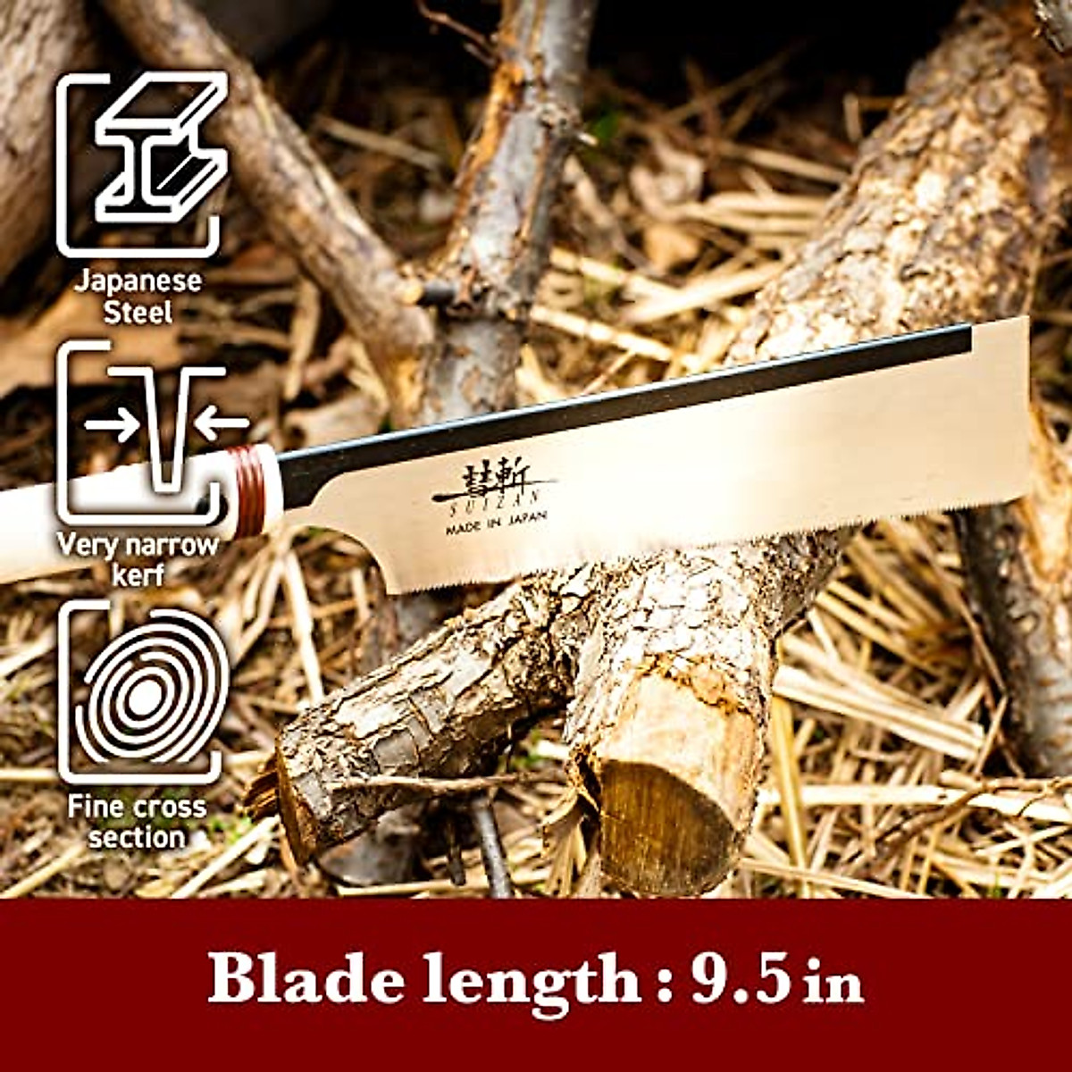 SUIZAN Japanese Pull Saw Hand Saw 9.5 Inch Dozuki Dovetail Saw for Woodworking tools Gifts