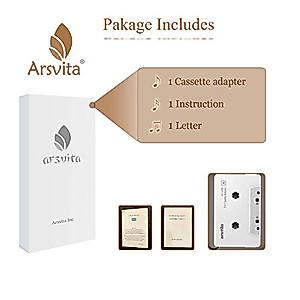 arsvita Car Audio Cassette to Aux Adapter , 3.5 MM Auxillary Cable Tape Adapter