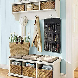 CRUGLA 2 Packs Hanging Jewelry Organizer Set, Dual Sided 80 Pockets and 40 Hook Loops Black Hanging Accessories Closet Organizers Earring Necklace Holder for Jewellery