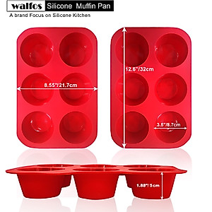 Walfos Silicone Texas Muffin Pan Set- 6 Cup Jumbo Silicone Cupcake Pan, Non-Stick Silicone, Just PoP Out! Perfect for Egg Muffin, Big Cupcake - BPA Free and Dishwasher Safe, Set of 2