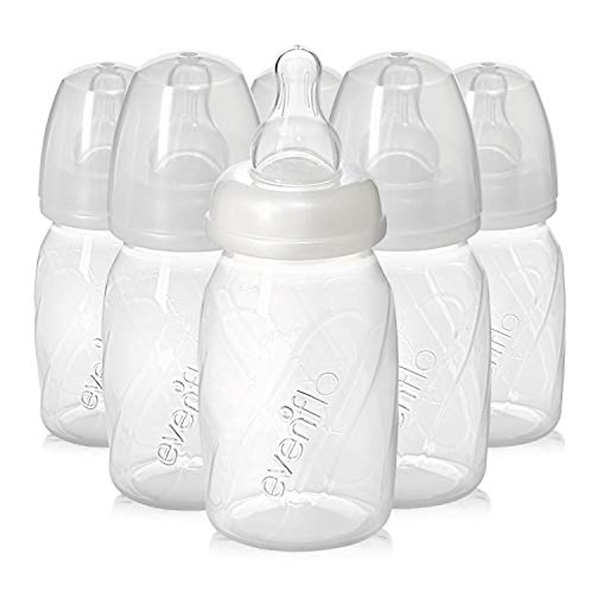 Evenflo Feeding Premium Proflo Vented Plus Polypropylene Baby, Newborn and Infant Bottles - Helps Reduce Colic - Clear, 4 Ounce (Pack of 6)