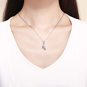 ABAOLA Animals Charm 925 Sterling Silver PET Charm Beads fit Pandora Charms Bracelet & Necklace (Light Purple Shiny Unicorn)