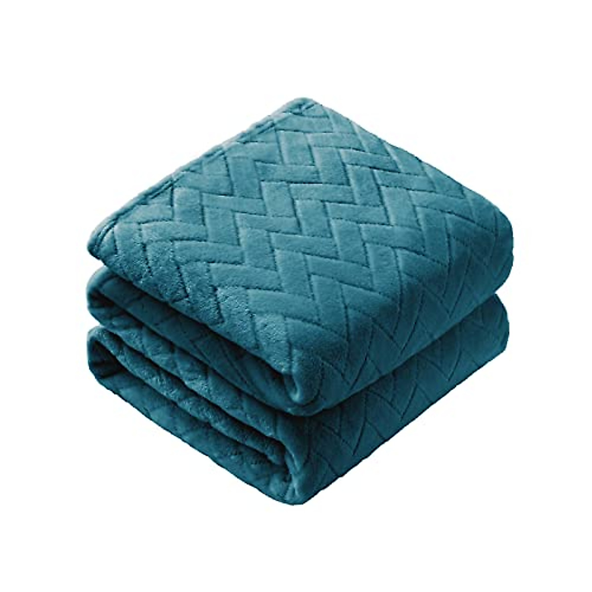 Whale Flotilla Plush Fleece Throw Blanket for Couch with Chevron Pattern, Decorative Soft Fluffy Throw Blanket for Sofa, Cozy and Lightweight, Teal, 50x65 Inch