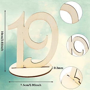 Decsun 20 PCS Wooden Table Numbers 1-20 Wedding Table Numbers with Base Wooden Table Number for Wedding Reception and Wedding Table Decorations