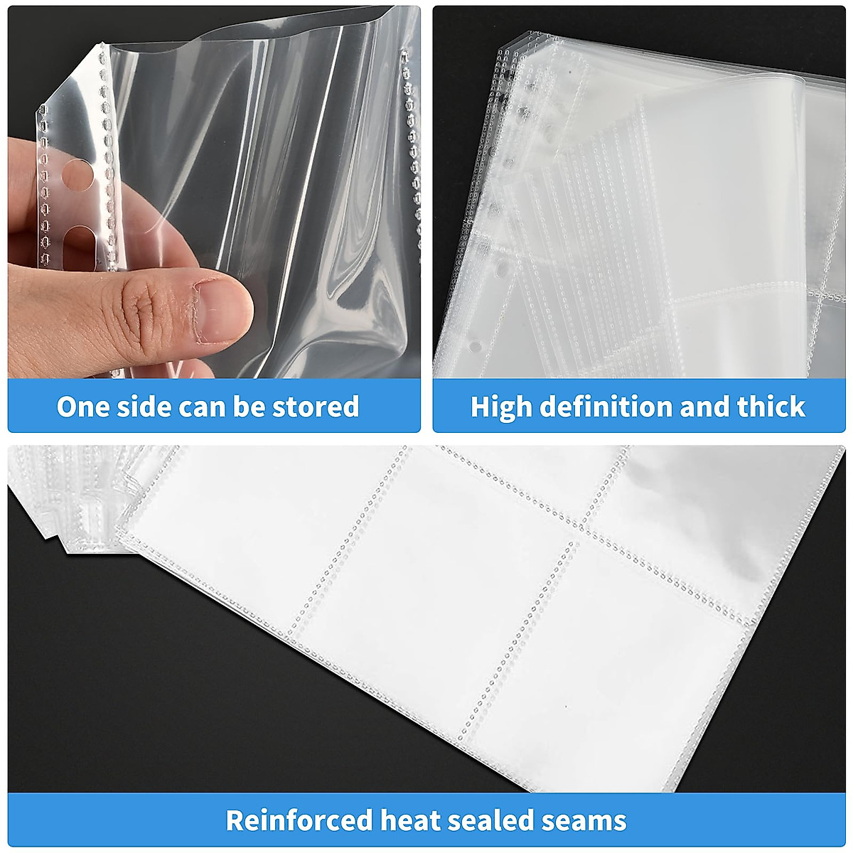 9 Pocket Card Sleeves ，Holds 3600 Cards ，Trading Card Binder Sleeves，High Quality Thickened，Card Binder Sleeves, 3 Ring 9 Pocket Pages for Sports Cards, Coupons, Game Cards，200 Pack