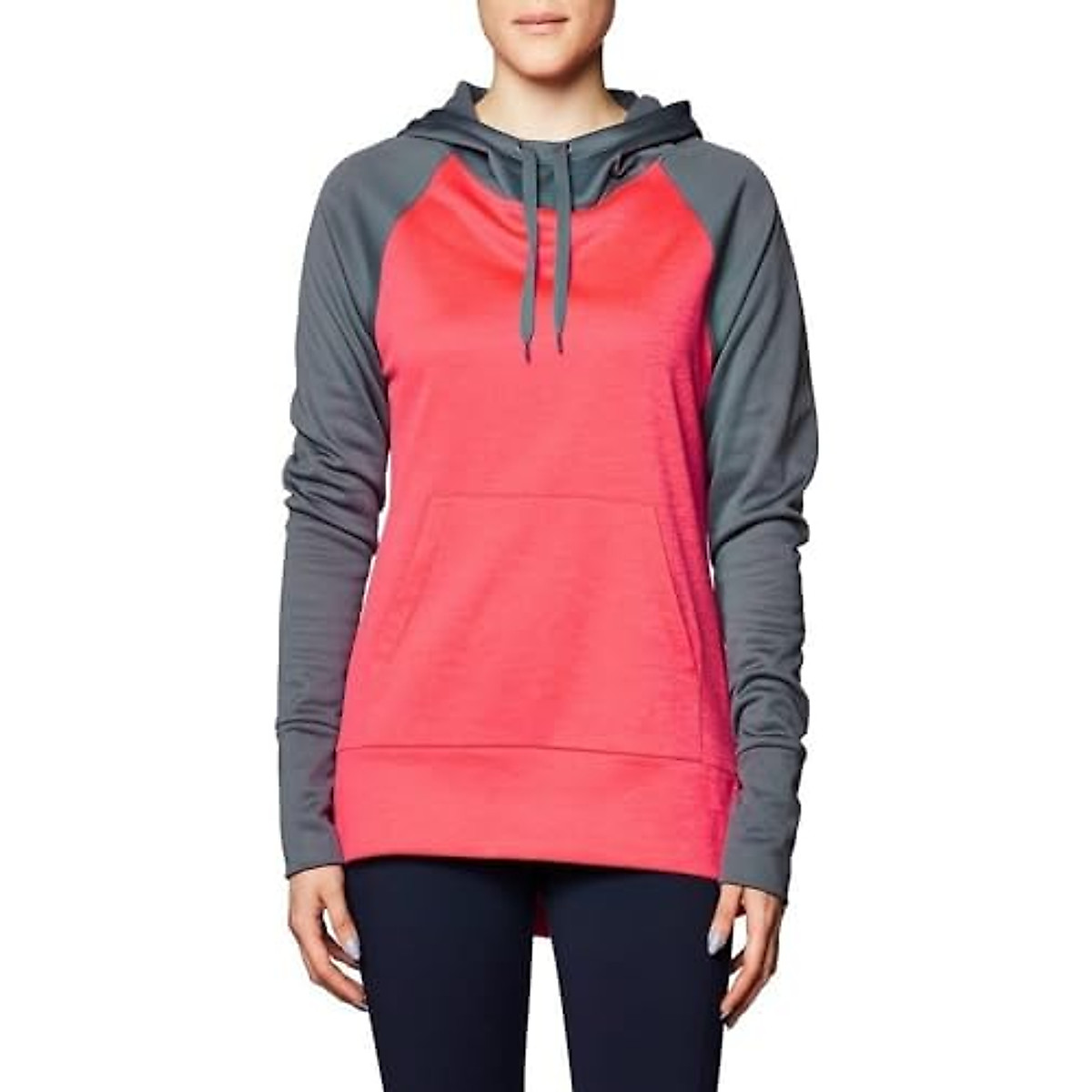 Hanes womens Sport Performance Fleece Pullover Hoodie Hoody, Dada Grey Solid/Razzle Pink Heather, Large US