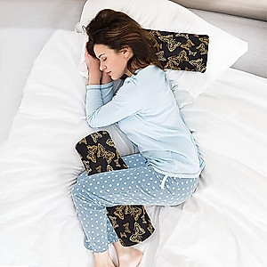 Vnurnrn Butterflies Gold Neck Support Pillow Round Neck Roll Bolster Cylinder Pillow Cervical Pillows Round Neck Pillow for Leg Knee Back Head Support for Camp Work Women Men Traveling