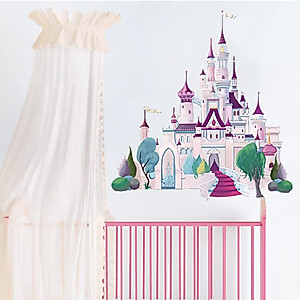 Runtoo Large Castle Wall Art Decals for Girls Bedroom Princess Wall Stickers Nursery Kids Home Decor