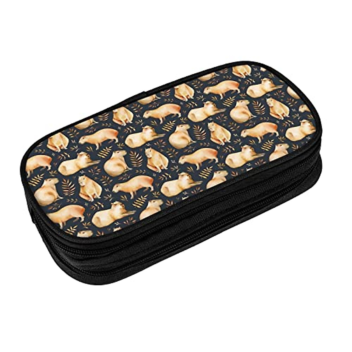 Portable Pencil Case Capybara Pattern Pen Box Large Capacity 2 Compartments Pencil Storage Bag For Teens Student Adults