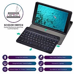 DETUOSI Keyboard Case for Samsung Galaxy Tab A 8.0" 2019 (SM-T290/T295/T297) +Pencil Holder, Detachable Wireless Bluetooth Keyboard Leather Folio Cover for Samsung Galaxy Tab A 8.0" Case with Keyboard