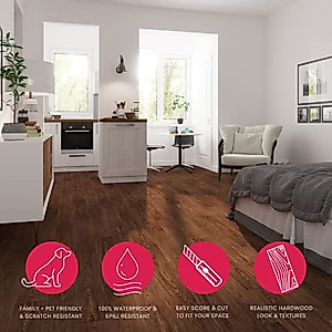 LUCiDA SURFACES Luxury Vinyl Flooring Tiles | Peel and Stick Floor Tile for DIY Installation | 12 Wood Look Planks | Chestnut | BaseCore | 18 Sq. Feet