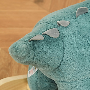 Qaba Kids Plush Ride-On Rocking Horse Triceratops-Shaped Plush Toy Rocker with Realistic Sounds for Child 36-72 Months Dark Green