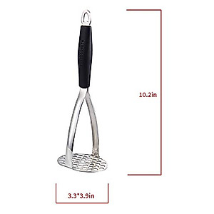 Joyoldelf Heavy Duty Stainless Steel Potato Masher, Professional Integrated Masher Kitchen Tool & Food Masher/ Potato Smasher with Silicone Handle, Perfect for Bean, Vegetable, Fruits, Avocado, Meat