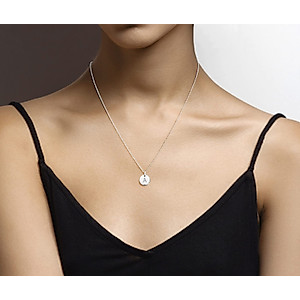 Miabella 925 Sterling Silver or 18K Yellow Gold Over Silver Round Initial Pendant Necklace for Women 18 to 20 Inch Chain, Dainty Letter Necklace Made in Italy (A, sterling silver)