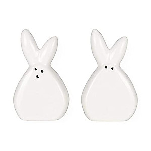 Bunny Couple Salt and Pepper Shaker Set with Tray