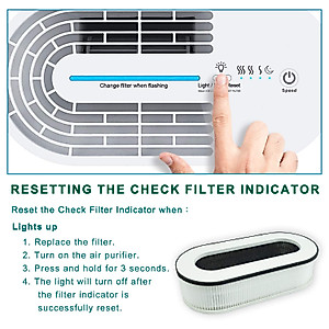 Flintar RP-AP068 3-in-1 H13 Grade True HEPA Replacement Filter, Compatible with RENPHO Compact Air Purifier RP-AP068, 2-Pack