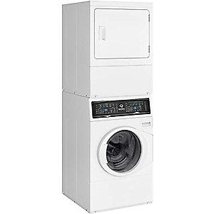 Speed Queen SF7003WG 27" Gas Stacked Washer and Dryer with Stainless Steel Tub, Balance Technology, Control Lock, Moisture Sensor, in White