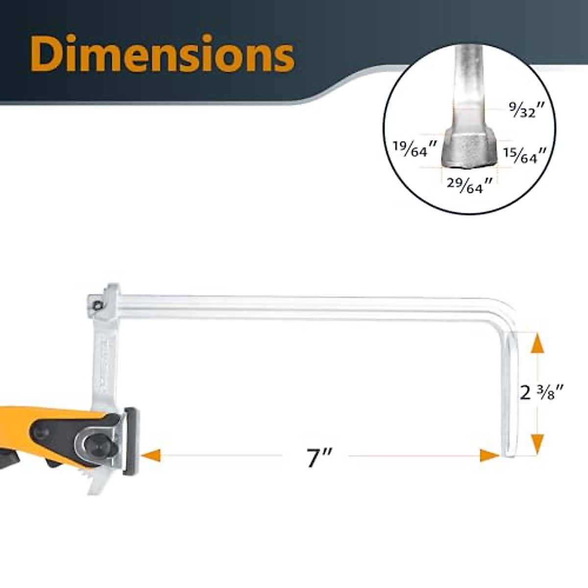 POWERTEC 71408 Quick Release Ratcheting Table Clamp for MFT and Guide Rail System, 7” (178mm)