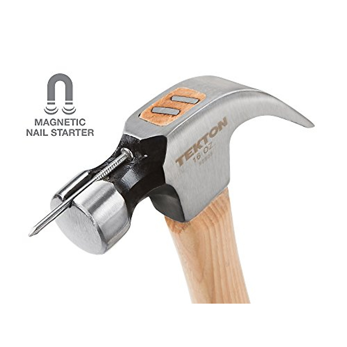 TEKTON 16 oz. Hickory Handle Magnetic Head Claw Hammer | 30303