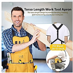 Briteree Work Tool Apron for Men and Women, Torso Length with 21 Tool Pockets, Durable Canvas Apron, DIY Enthusiasts