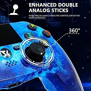 ISHAKO for PS4 Controller Wireless, Controller Gamepad Compatible with Playstation 4/Slim/Pro/PC/Android/Mac with USB Cable,Dual Vibration,6-Axis Motion Control,3.5mm Audio Jack,Multi Touch Pad,Share Button(Blue)