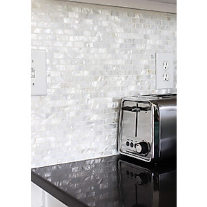 Art3d 10-Piece Mother of Pearl Shell Mosaic Backsplash Tile for Kitchen, Bathroom Walls, Spa Tile, Pool Tile, 12" x 12" White