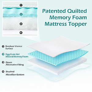Hansleep Memory Foam RV Mattress Pad Short Queen, Pillow Top Mattress Topper Short Queen for Back Pain Relief with Egg Crate Gel Foam, Camping Mattresses Cover, 60" x 80", White