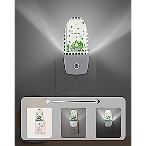 St. Patrick's Day Night Light, LED Plug in Night Light, Black Checkered Green Truck Lucky Clover Gold Night Lights with Dusk to Dawn Sensor Decorative Kids/Adults Nightlight for Bedroom Bathroom