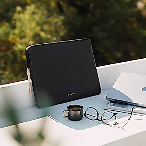 Comfyable Slim Protective Laptop Sleeve 13-13.3 inch Compatible with MacBook Pro 14-in M2 Pro/Max 2023 & M1 2021 A2442, 13 inch MacBook Pro & MacBook Air, PU Leather Bag Case for Mac, Pebbled Black