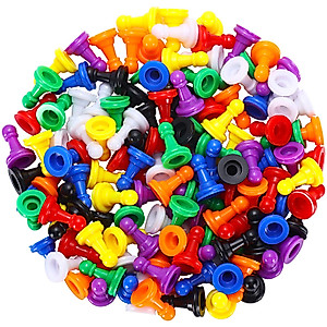 128 Pieces 1 Inch Multicolor Plastic Pawns Chess Pieces Game for Board Games, Tabletop Markers, Arts and Crafts