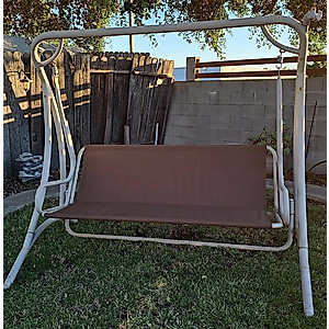 J&C Patio Swing Seat Cover Replacement 600D Heavy Duty Swing Cushion Cover Outdoor Swing Seat Support Waterproof Fade Resistant for 3 Seater Durable Swing Covers for Frame (63x22x22in)