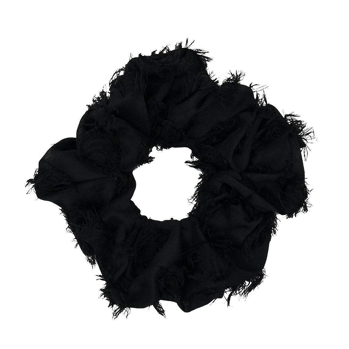 Kitsch Brunch Scrunchies - No Crease Hair Ties for Girls, Scrunchies for Women | Perfect for Daily Wear or Any Occasion - Frayed Black