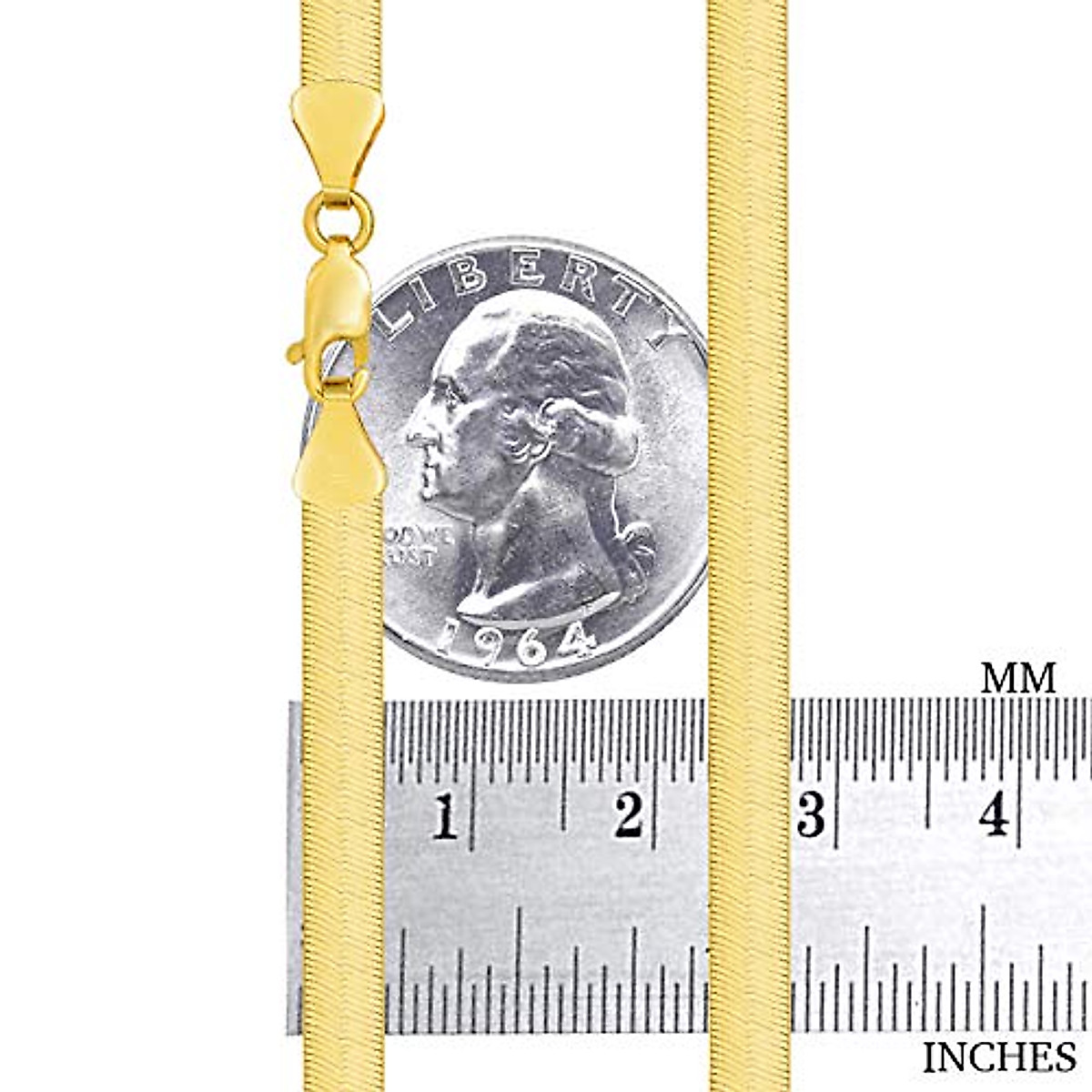 Nuragold 14k Yellow Gold 5mm Solid Herringbone Silky Flat High Polish Chain Necklace, Mens Womens Jewelry 14" 16" 18" 20" 22" 24"