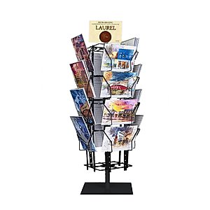 FixtureDisplays® Up to 16 Adjustable Pockets Display Rack, Greeting Post Card Christmas Holiday Spinning Rack Stand, Pocket Size: 4.5-9.9" Wide, 5.8" and Up Tall 11602-BLACK