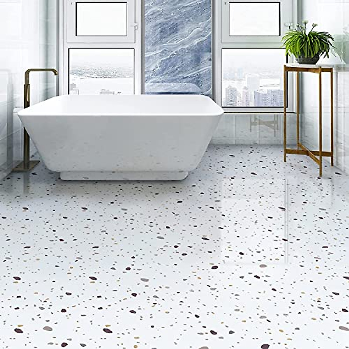 Peel & Stick Floor Tiles Stickers Flooring 12x12 inches 10 Pack (12x12 Inches, White, 10)