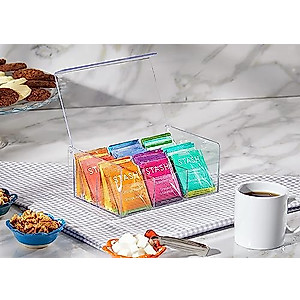 RoyalHouse Acrylic Tea Bag Holder Storage Organizer, 6 Compartment BPA Free Clear Plastic Tea Box with Lid, Multi-Purpose storage Box for Tea Bags, Office Supplies, Crafts, and Small Items (Pack of 3)