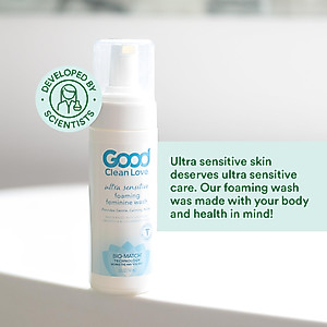 Good Clean Love Ultra Sensitive Foaming pH-Balanced Feminine Wash, Vaginal Soap for Women with Natural Ingredients, Water-Based Gentle Intimate Cleanser, Cleansing & Soothing Feminine Care, 5 Oz