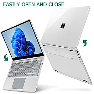 May Chen Case Compatible for 13.5" Microsoft Surface Laptop 5/4/3 with Metal Palm Rest Model 1951/1868, Plastic Hard Shell Case with Screen Protector + Keyboard Cover + Dust Plug, Crystal Clear