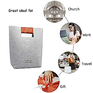 Bible Bag, Felt Bible Tote, Bible Carrying Case, Church Bag, Carved Cross Bible Cover for Women & Men Bible Study Case, Christmas Gift